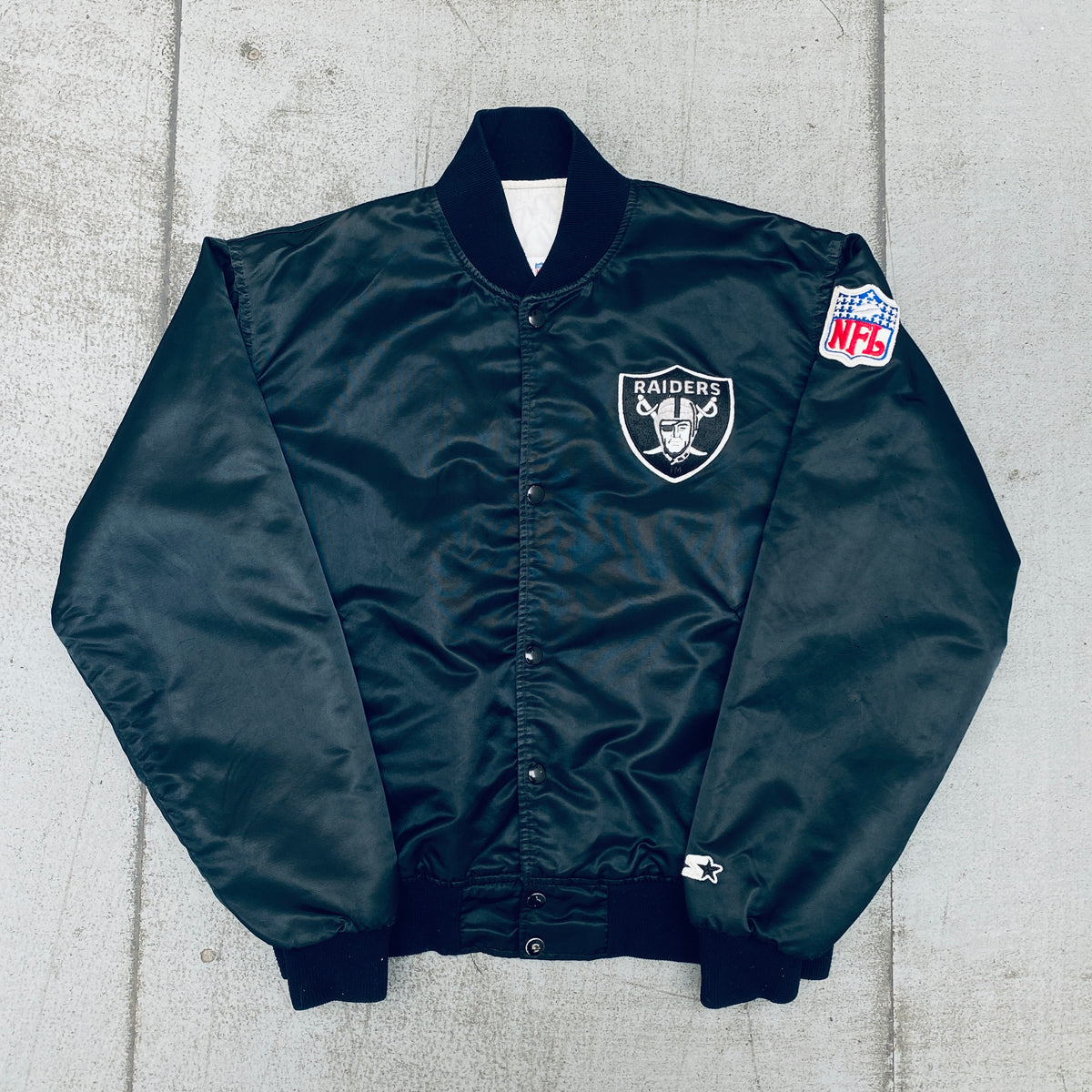 Los Angeles Raiders: 1980's Satin Reverse Spellout Proline Starter Bom ...